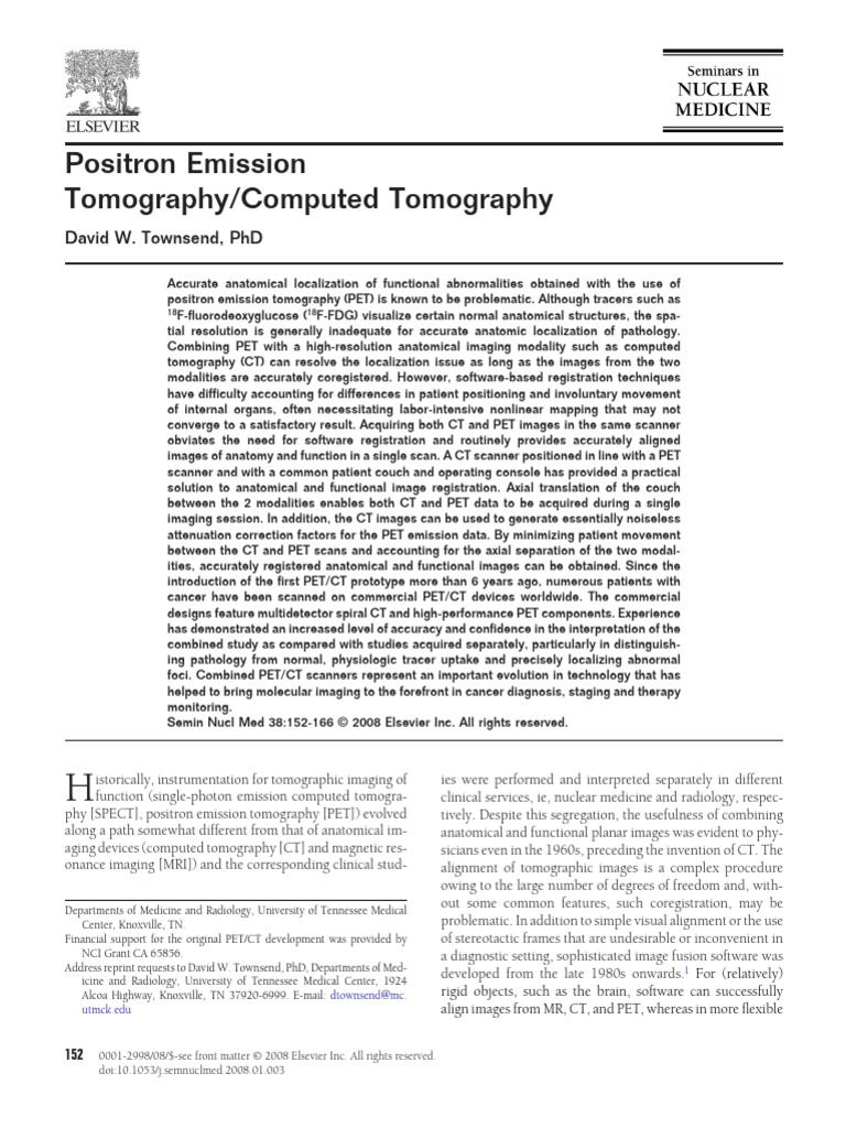 Positron Emission Tomography Computed To | PDF | Positron Emission Tomography | Ct Scan
