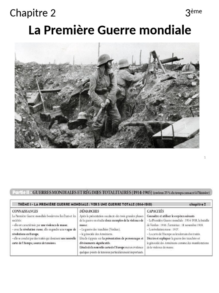 Chapitre 2 - La Premiere Guerre Mondiale | PDF | Première guerre ...