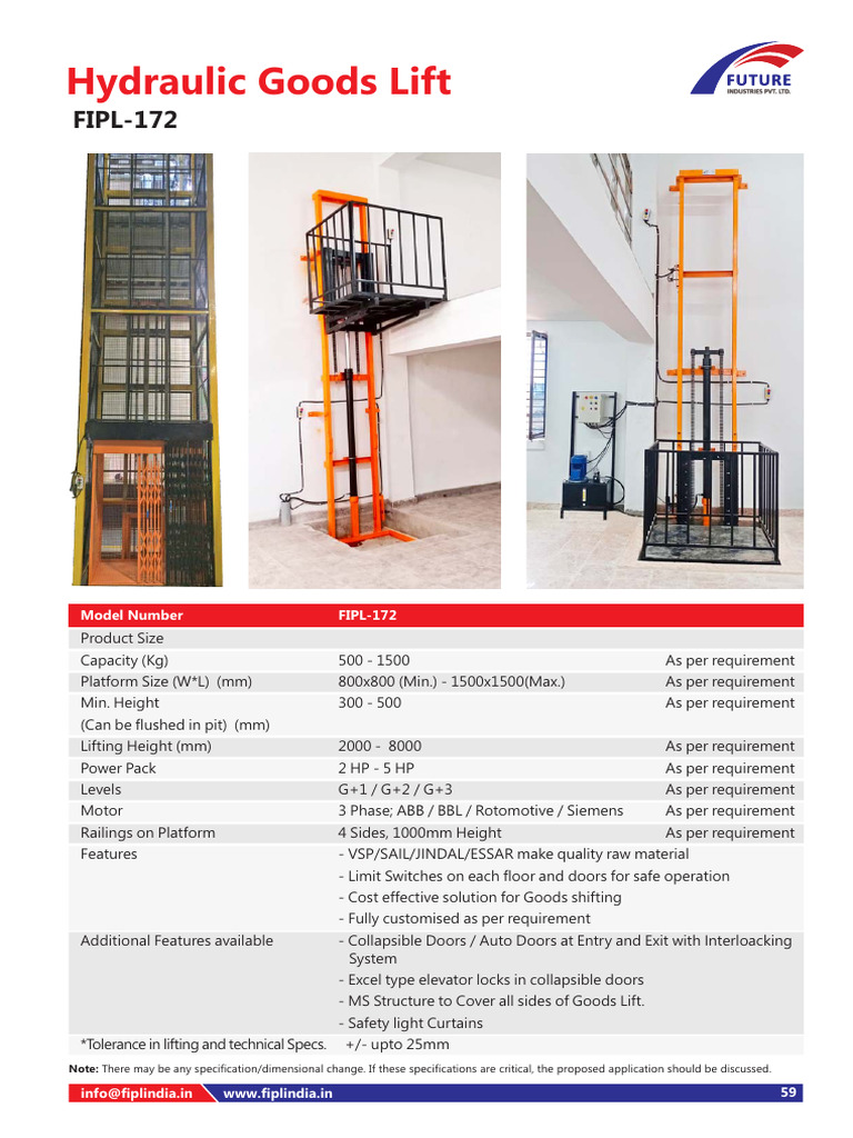 Hydraulic Goods Lift | PDF