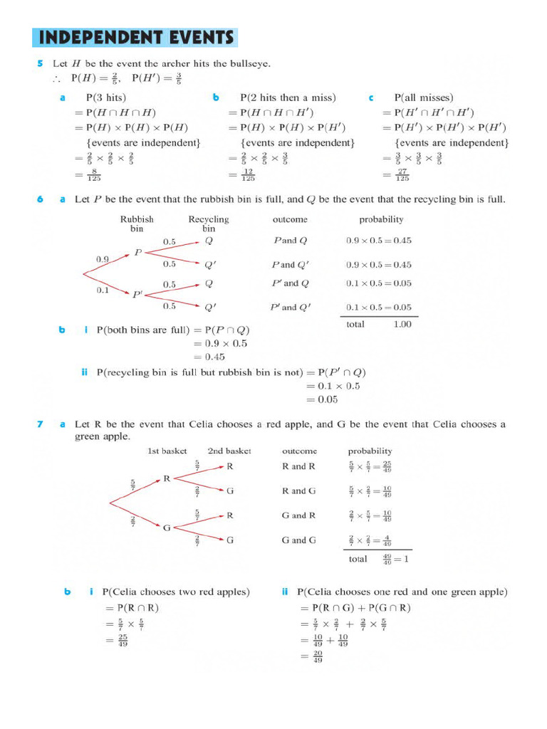 Probability Independent and Dependent ANSWER | PDF