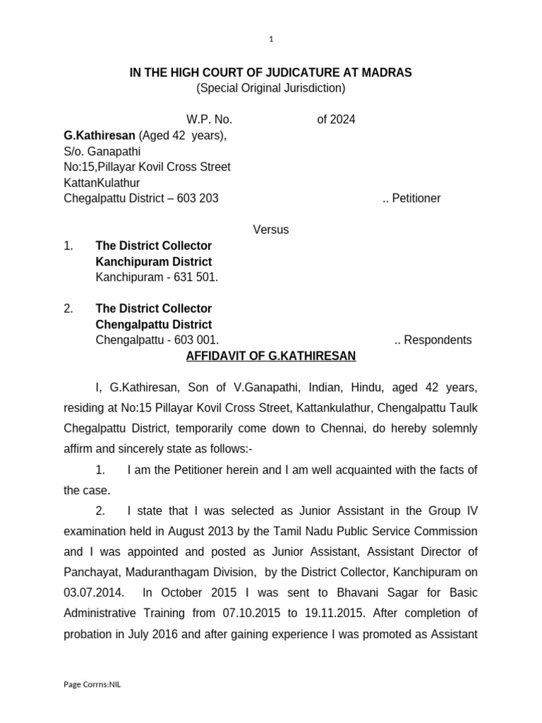 Elumalai-Kathiresan Writ edited | PDF | Mandamus | Writ