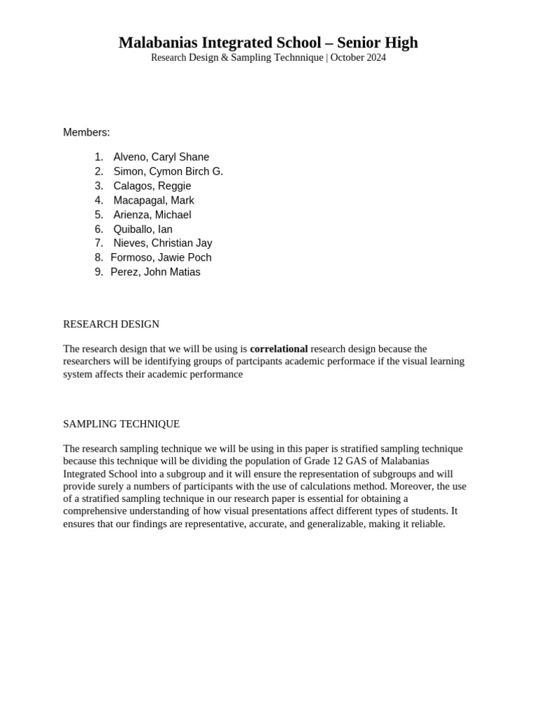 BSIT(G2) Research Design and Sampling Technique | PDF
