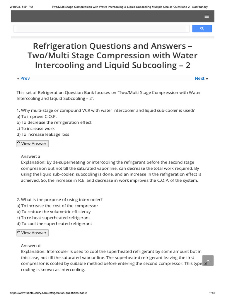 Two - Multi Stage Compression With Water Intercooling & Liquid ...
