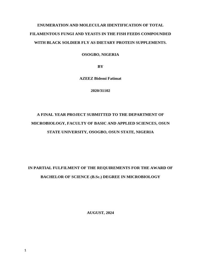 Bidemi Project Write Up | PDF | Fungus | Mycotoxin