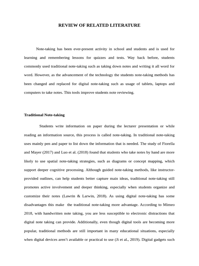 Note-Taking Methods: A Comparative Review | PDF | Memory | Mental Processes