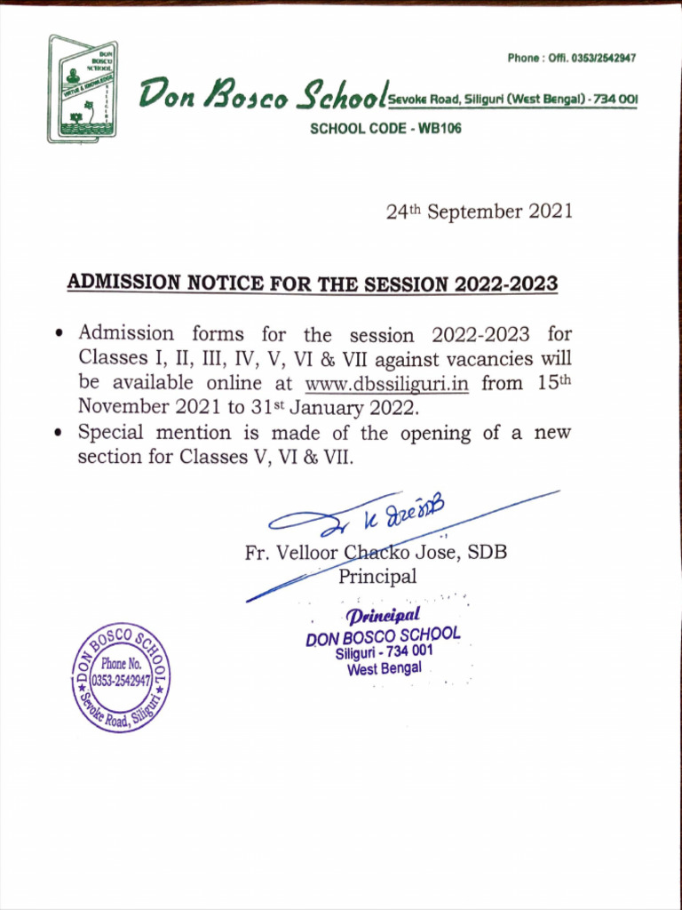 Admission Notice | PDF