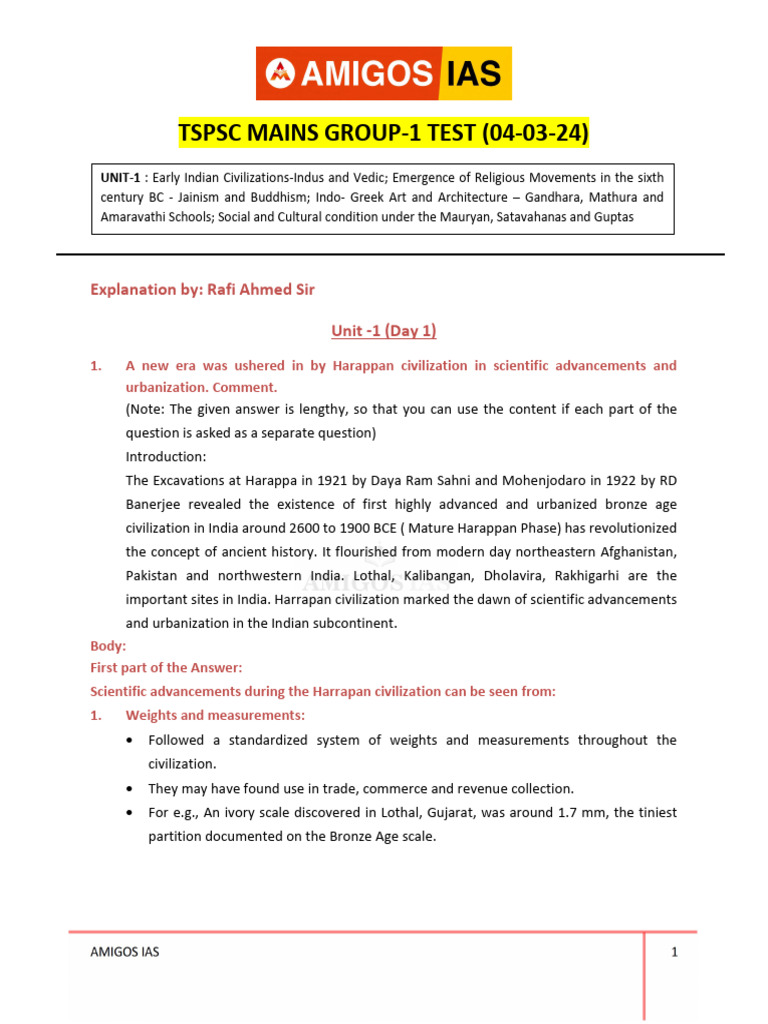 TSPSC G1 Mains em Sol (04-03-24) | PDF | Ashoka