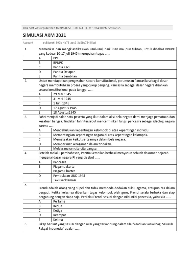 Soal PPKN X Akl | PDF