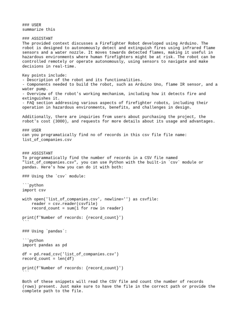 Chat-? Firefighter Robot Overview | PDF