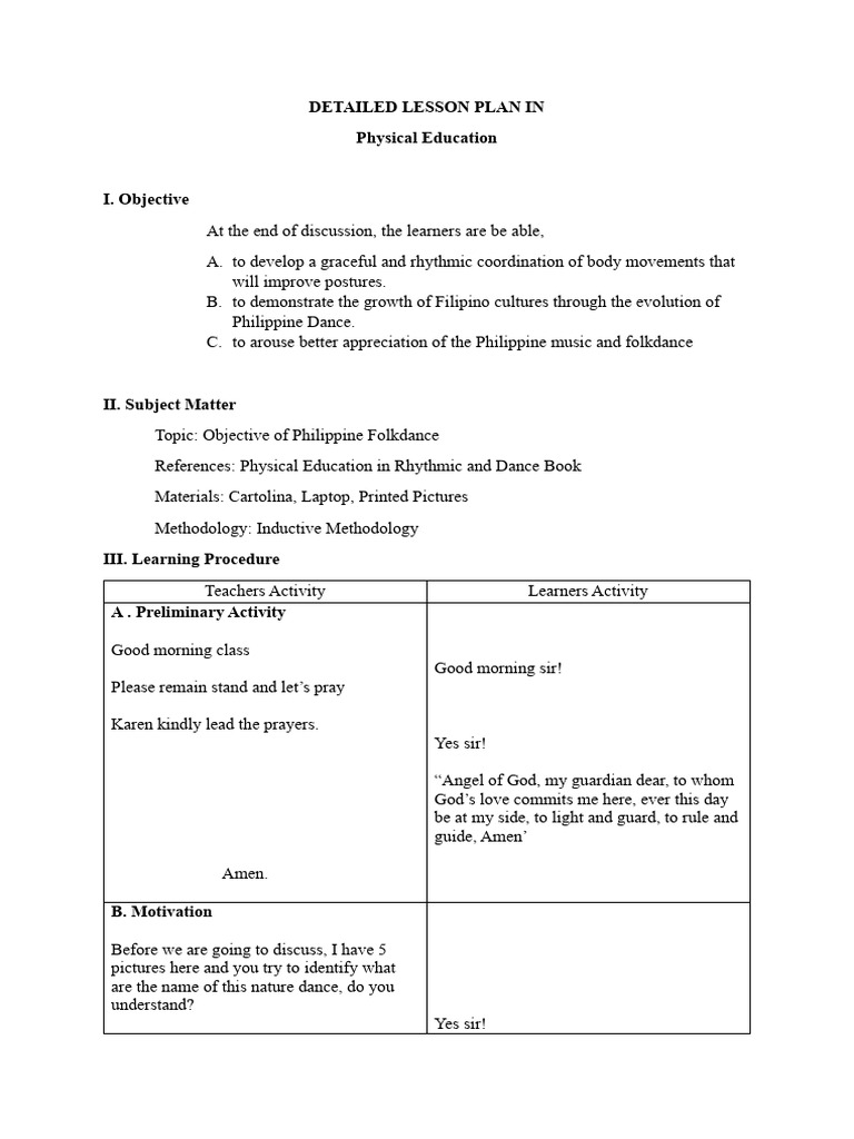 Lesson-Plan-in-PE-2 | PDF | Dances | Festival