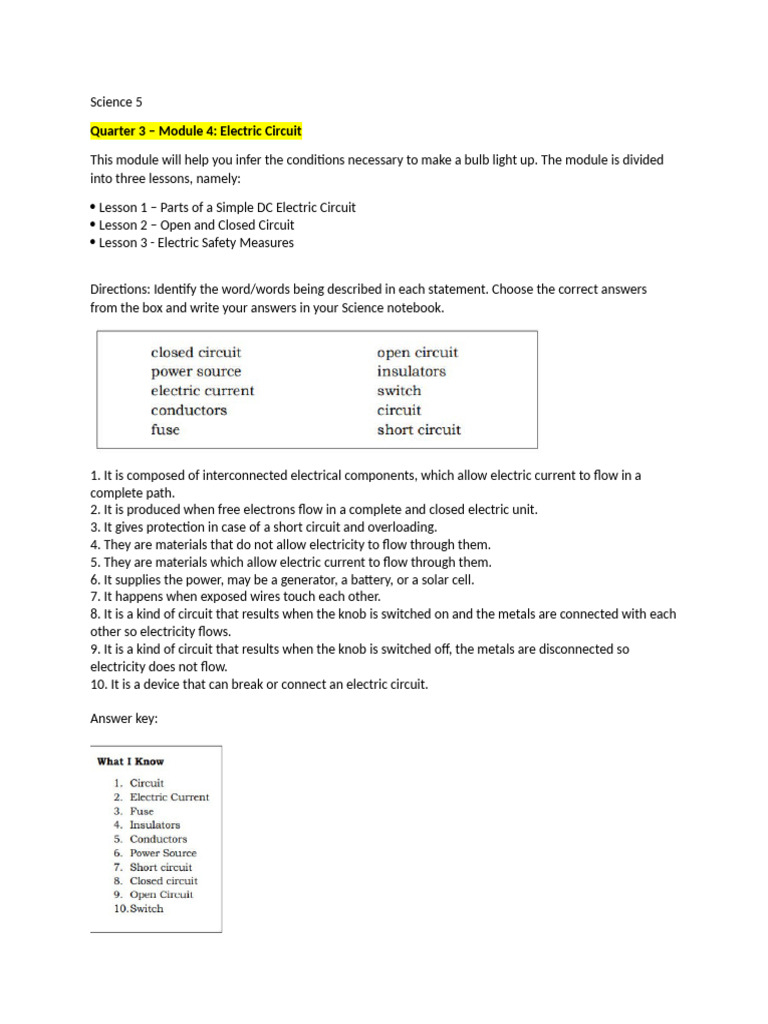 Science 5 Quarter 3 Lesson Module 4 (Lesson 1,2&3) | PDF | Fuse ...