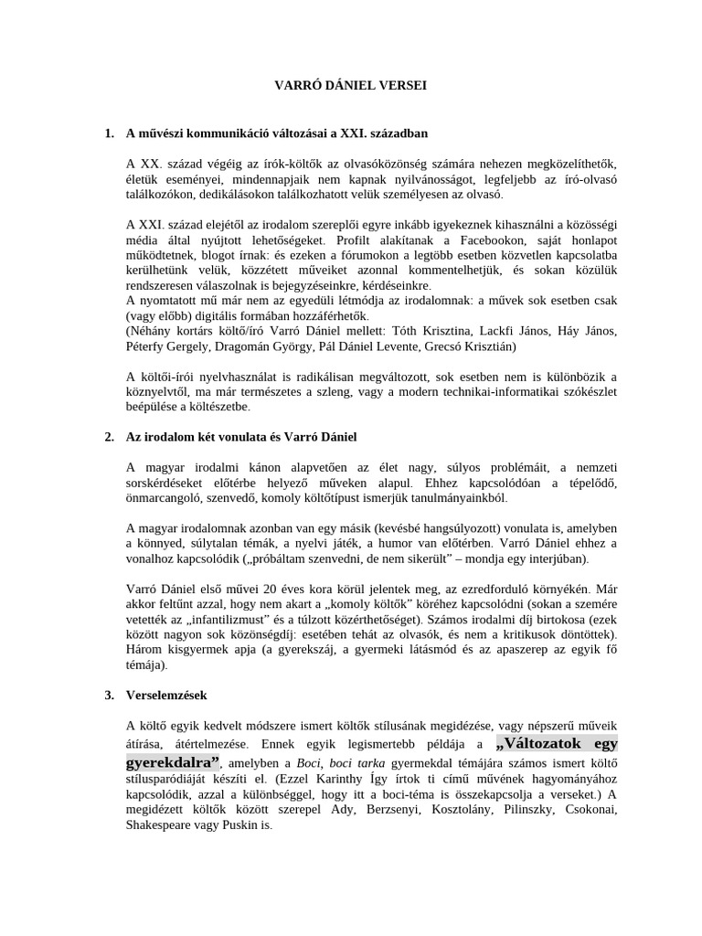 Varró Dániel Tétel 2 | PDF