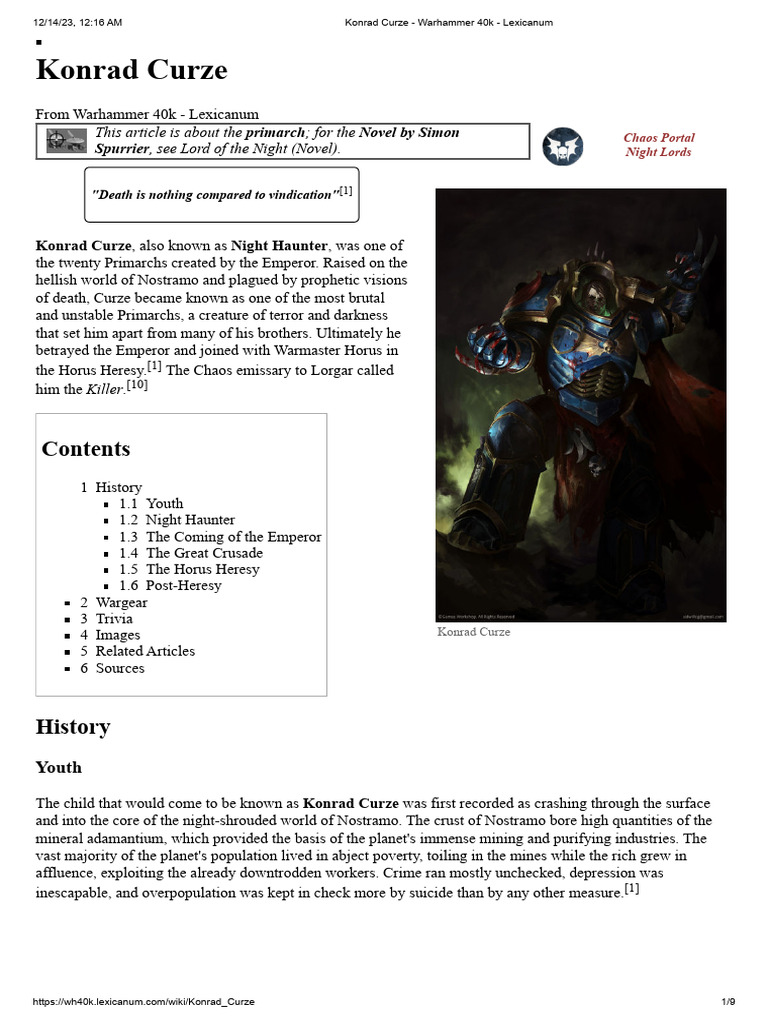 Konrad Curze - Warhammer 40k - Lexicanum | PDF