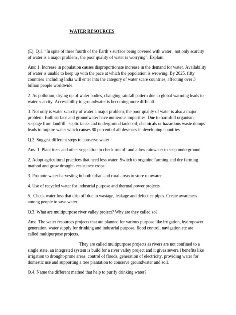Class 8 Water Resources | PDF | Water | Water Scarcity