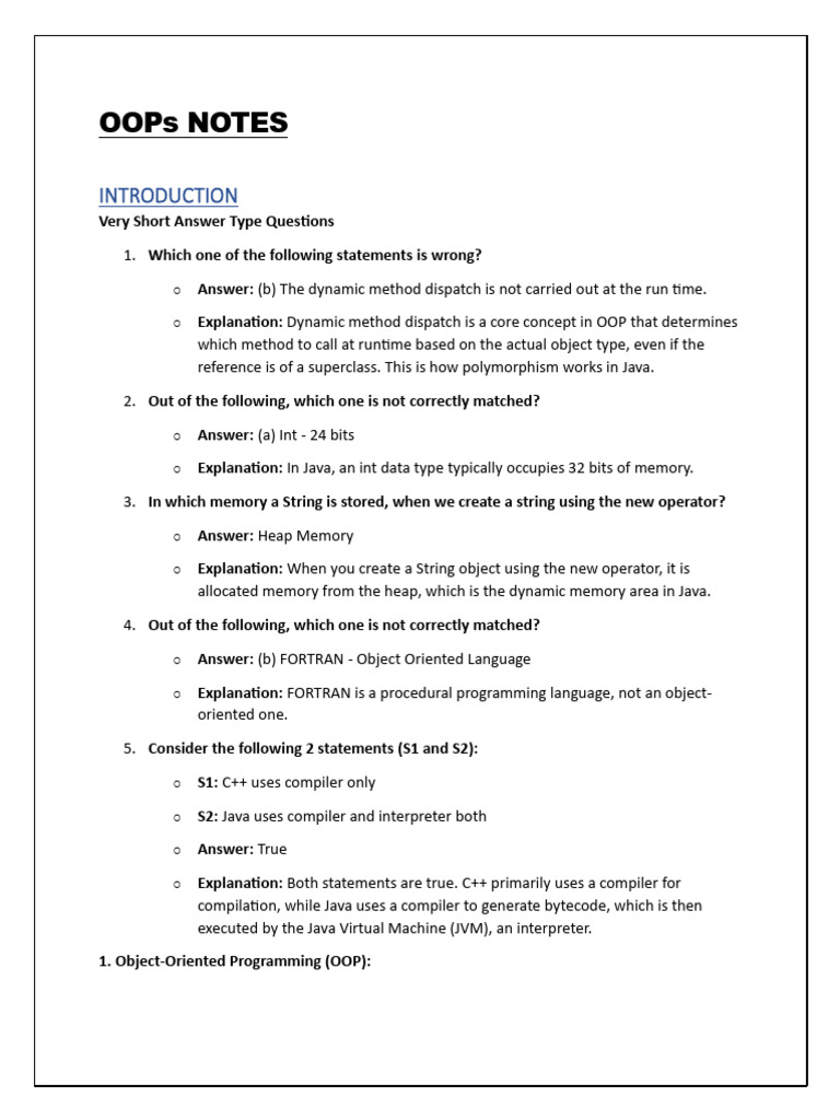 OOP Notes | PDF | Method (Computer Programming) | Inheritance (Object ...