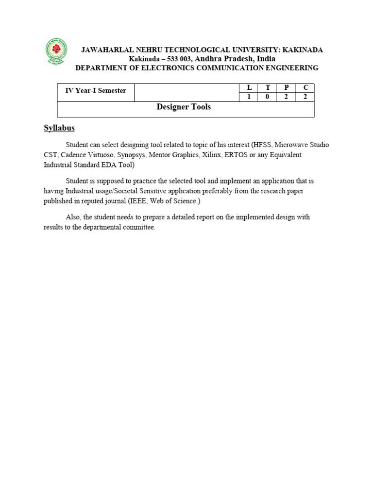 4 1 R20 ECE Designer Tool Syllabus | PDF