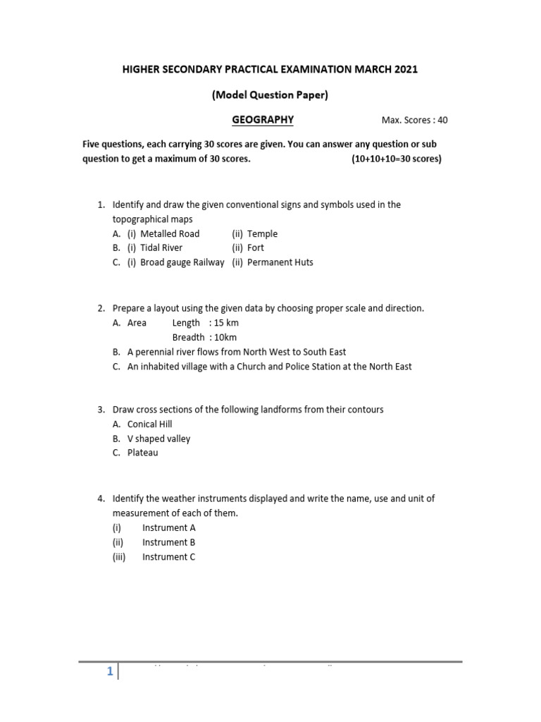 Geography Practical Exam Model Paper | PDF | Earth Sciences