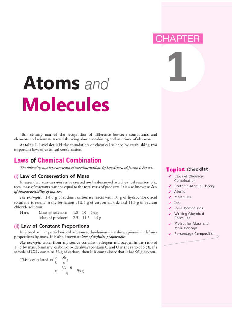 9th Atoms and Molecules Ncert Solutions-1 | PDF | Mole (Unit) | Ion