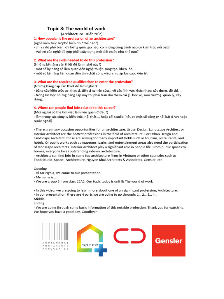 Unit 8 - The World of Work | PDF