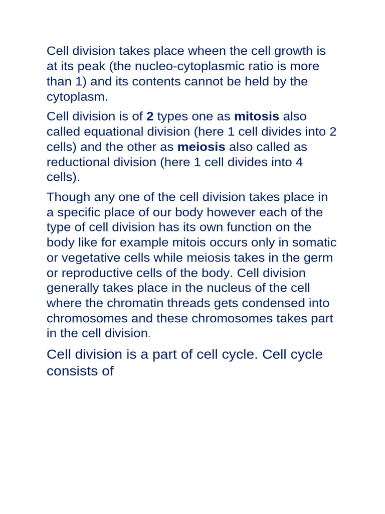 Cell Division | PDF