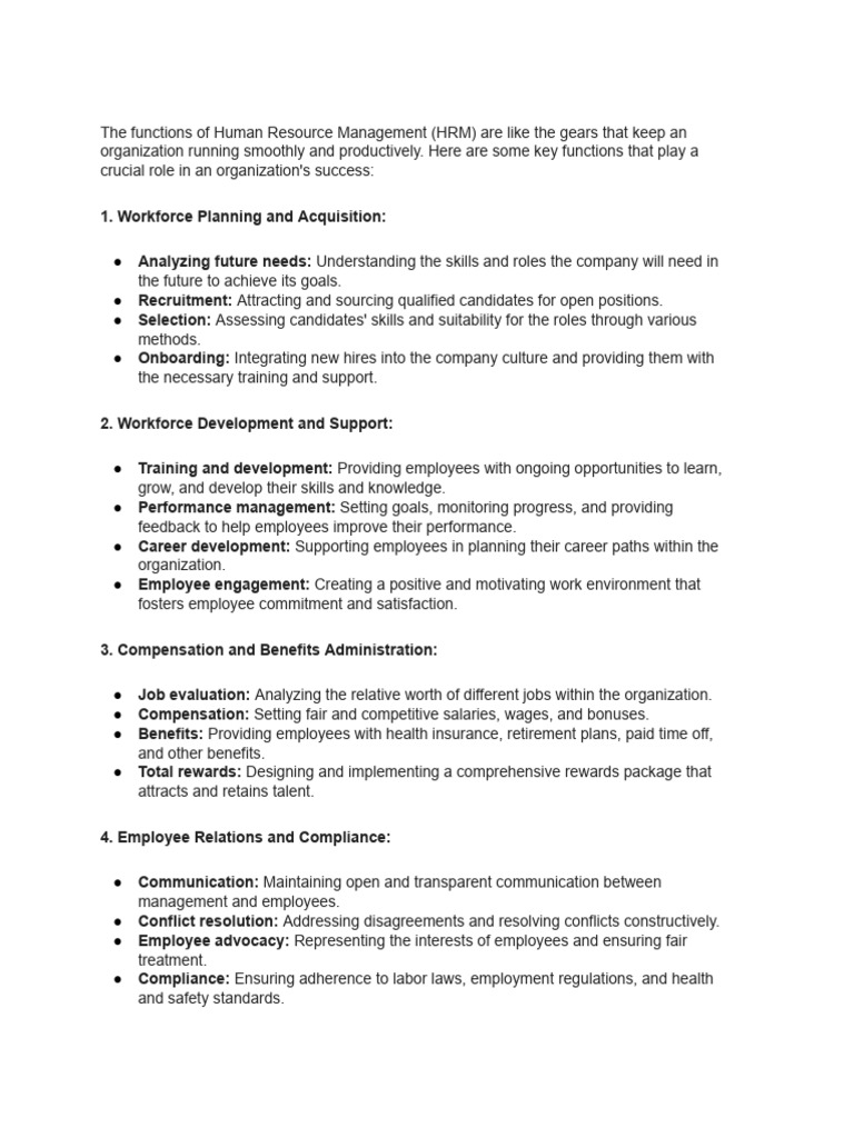 Function of Human Resource Management | PDF | Human Resource Management ...