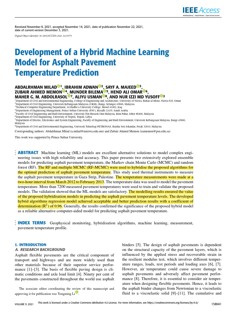 Development of A Hybrid Machine Learning Model For Asphalt Pavement Temperature Prediction | PDF ...