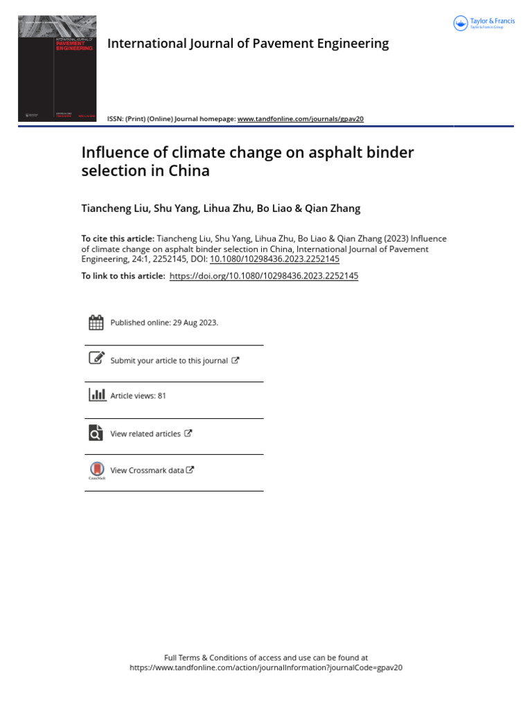 Climate Change Impact on Asphalt Binder in China | PDF | Climate Change ...