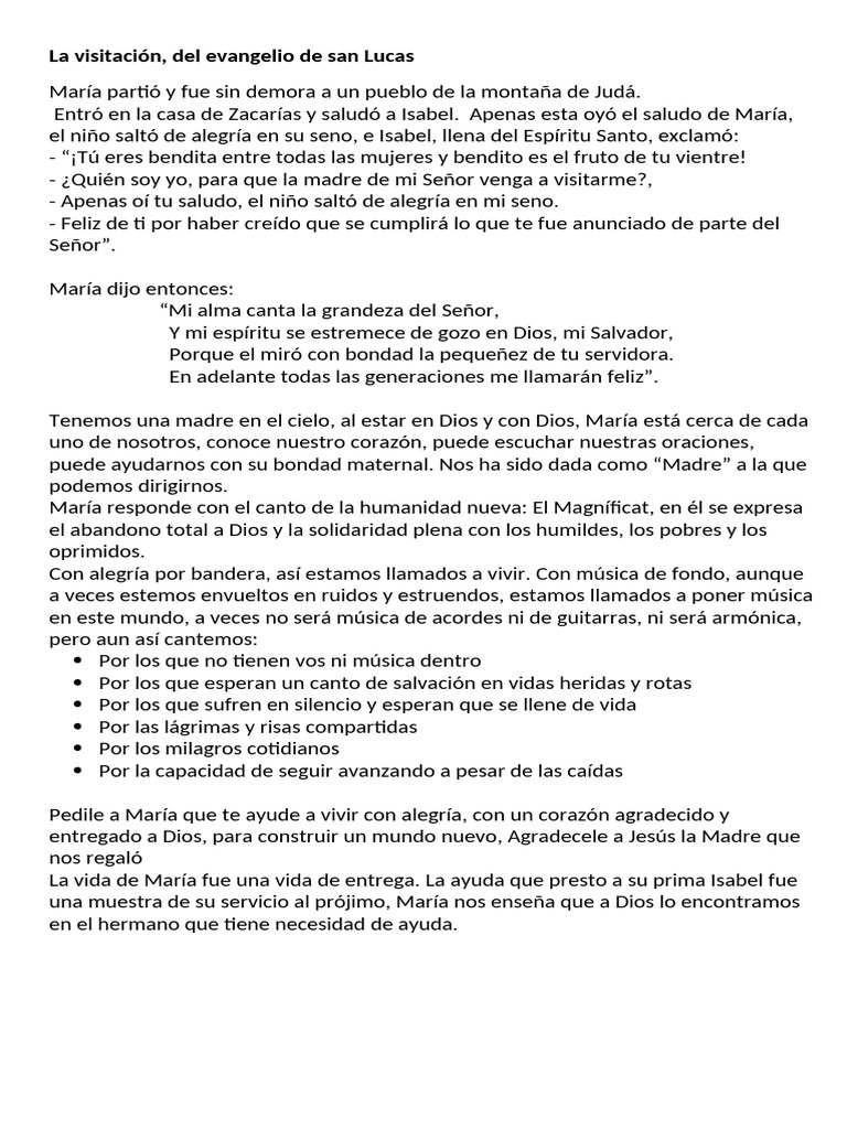 La Visitación de María en Lucas | PDF