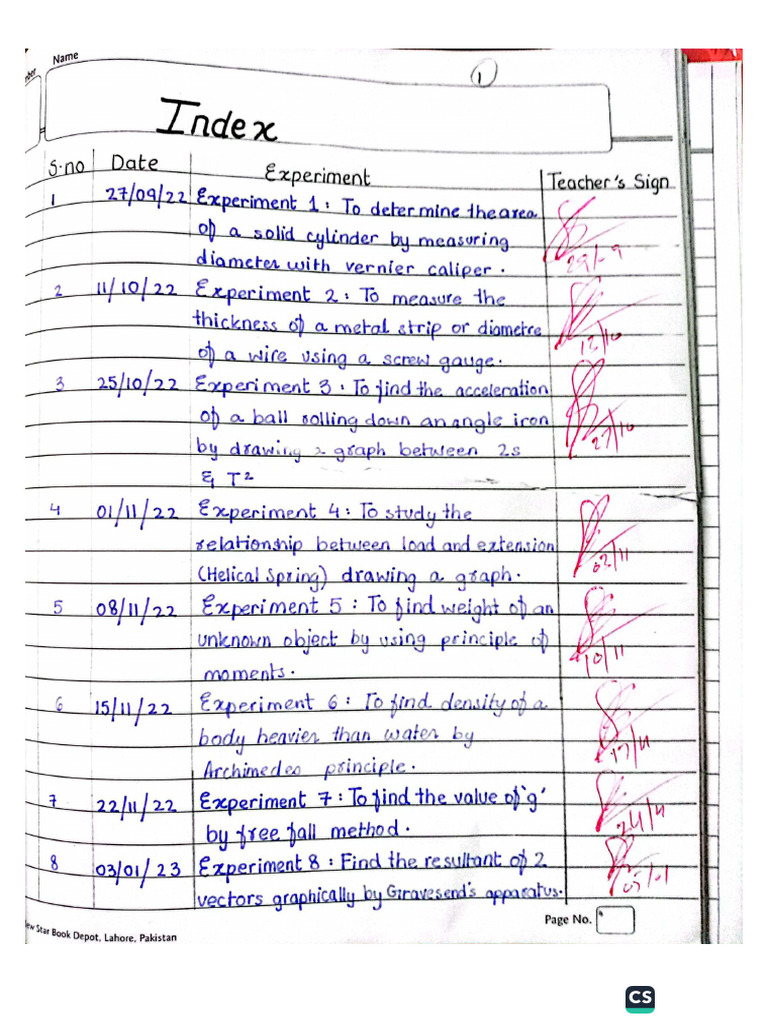Physics Practical Journal Class IX | PDF Physics Practical Journal Class IX | PDF