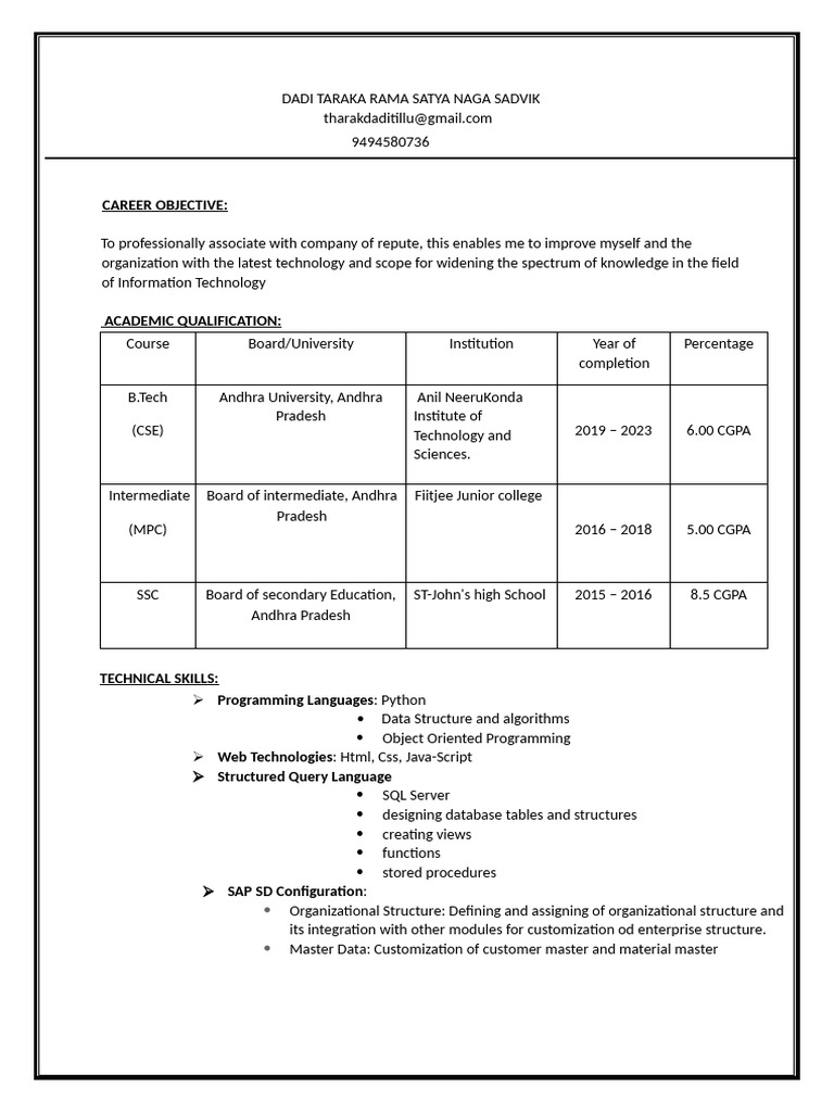my resume | PDF | Sql | Databases