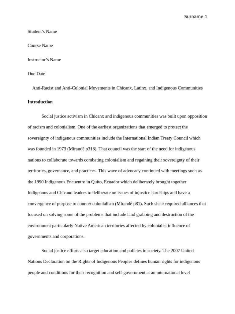 Anti-Colonial Activism in Chicanx & Indigenous Communities | PDF ...