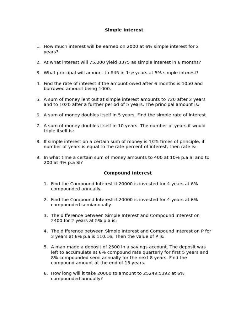Simple Interest and Compound Interest | PDF | Interest | Compound Interest