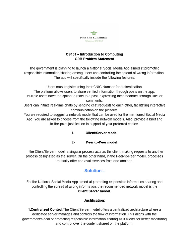 CS101 - Introduction To Computing by Pin and Muhammad - Docx - 2 | PDF | Server (Computing ...