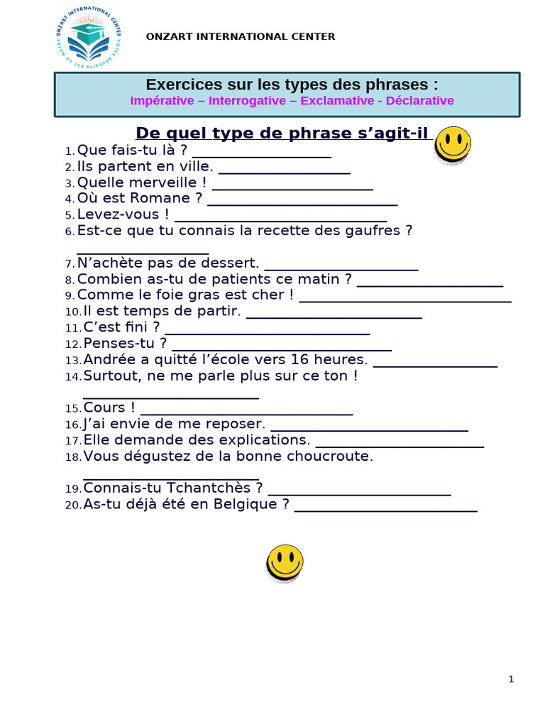 Exercice Types Phrases | PDF