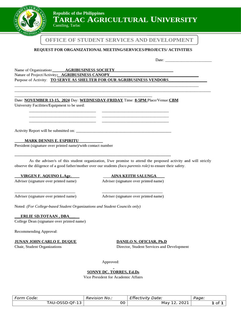 Activity Request - Canopy | PDF