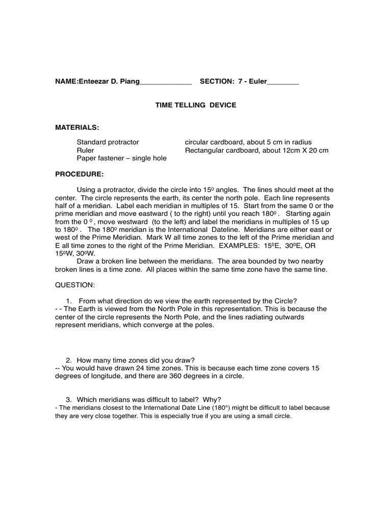 Time Telling Device - Pages | PDF | Longitude | Geography