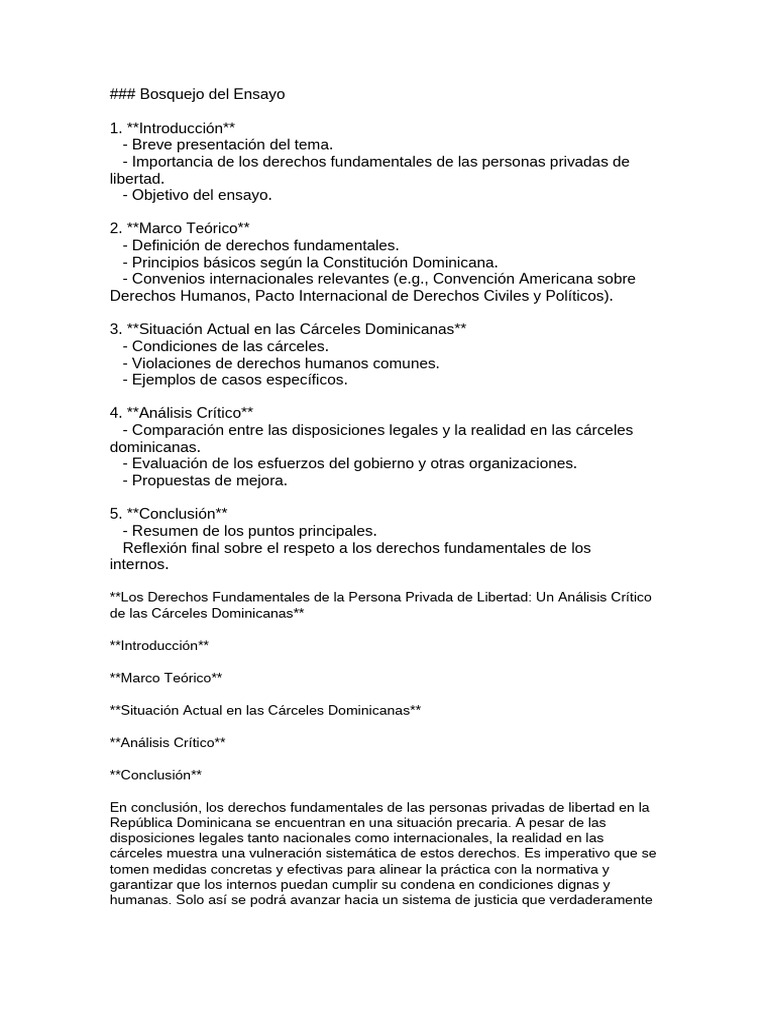 Bosquejo Del Ensayo | PDF | Prisión | Violación