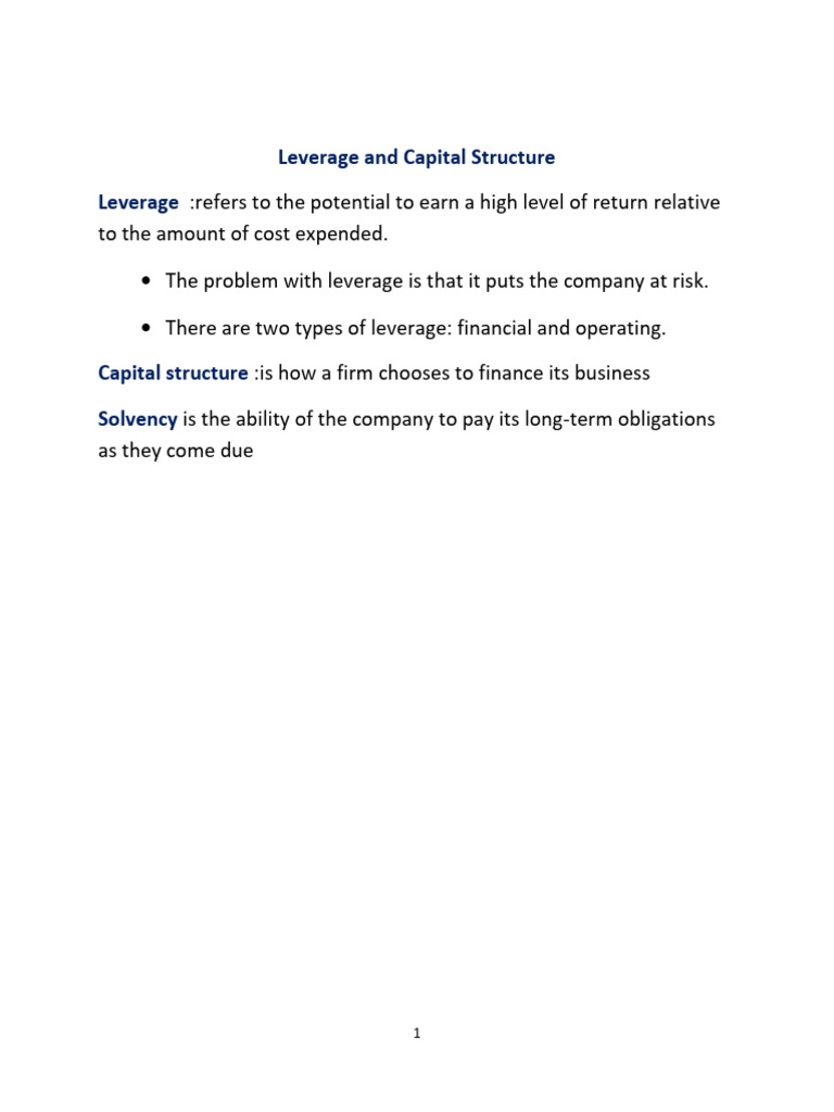 Leverage and Capital Structure | PDF | Leverage (Finance) | Debt
