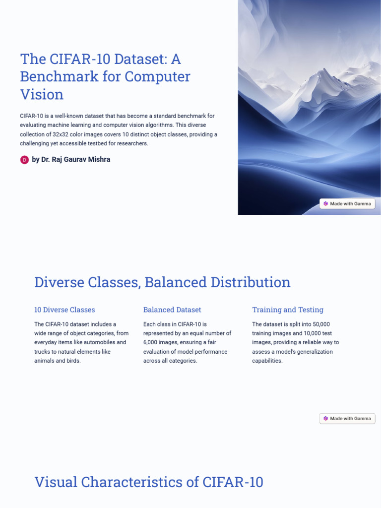 The CIFAR 10 Dataset A Benchmark For Computer Vision | PDF | Computer Vision | Deep Learning