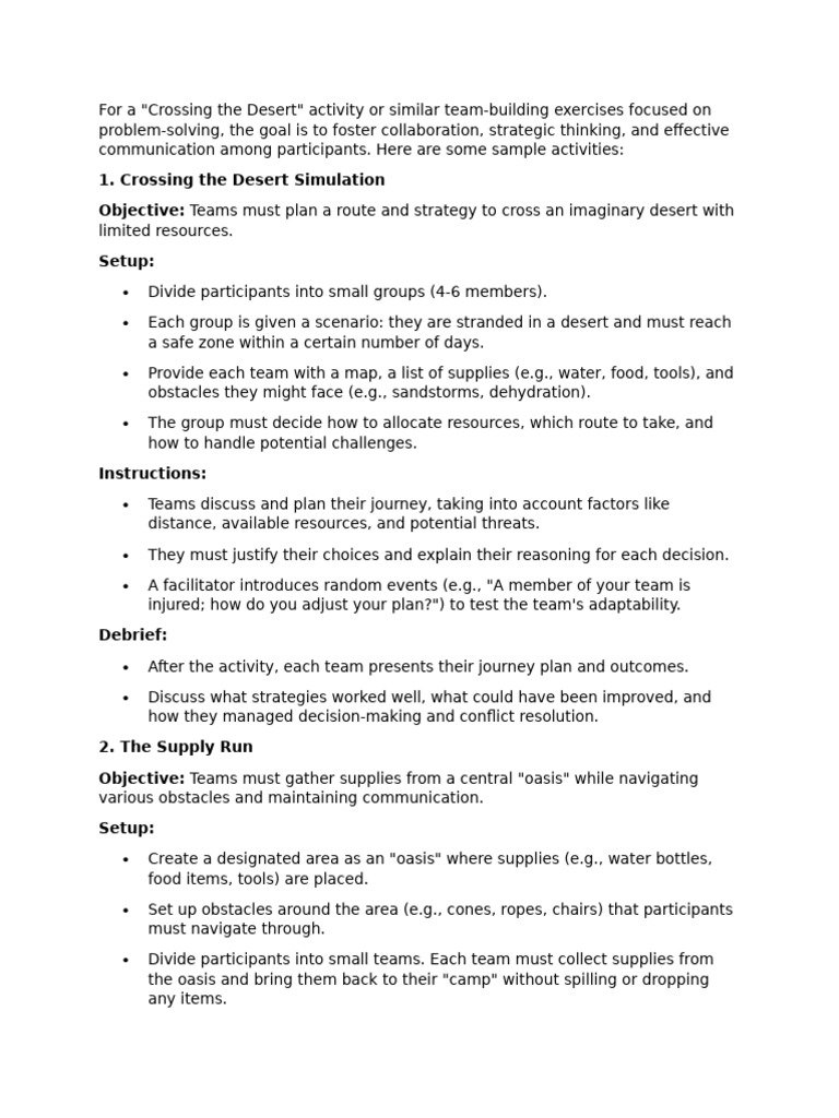 Desert Survival Team-Building Activities | PDF | Team Building | Meditation