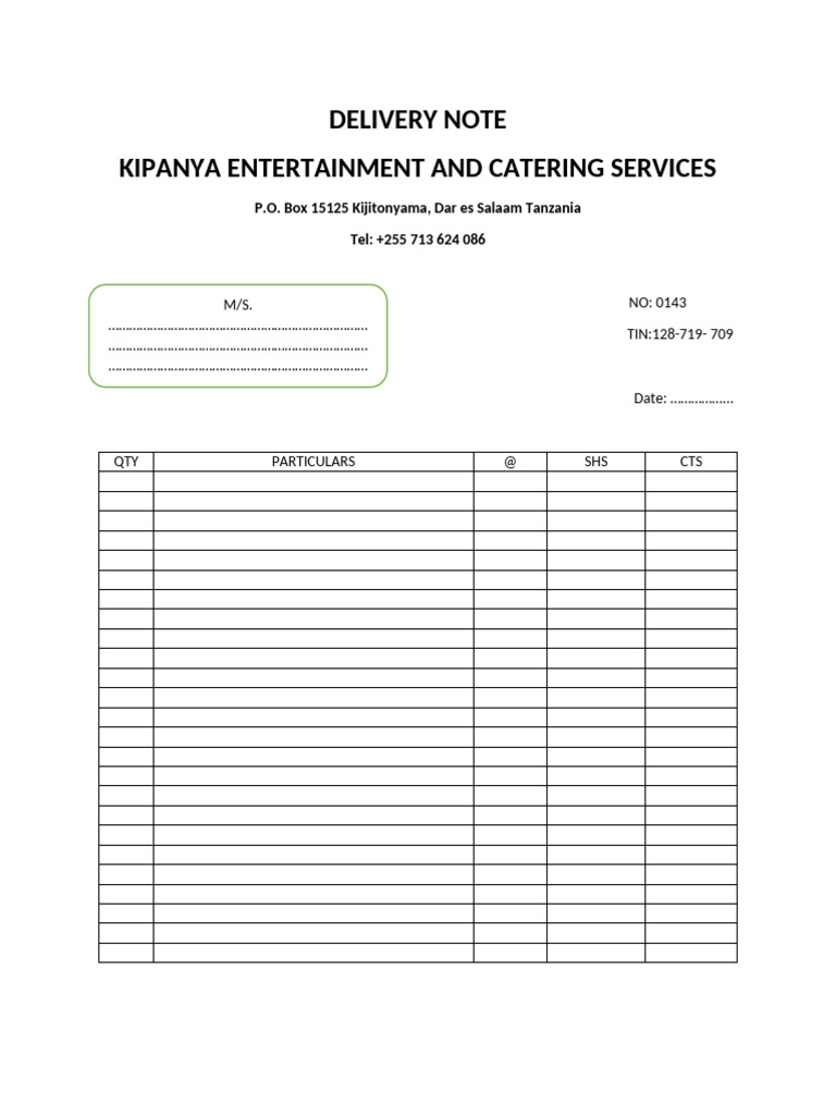 Delivery Note.1 | PDF