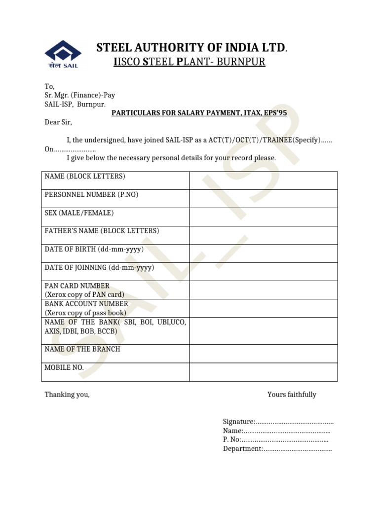 PAN Detail Formate | PDF