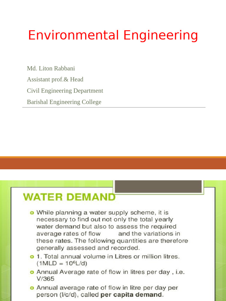 Environmental Engineering | PDF | Water | Drinking Water