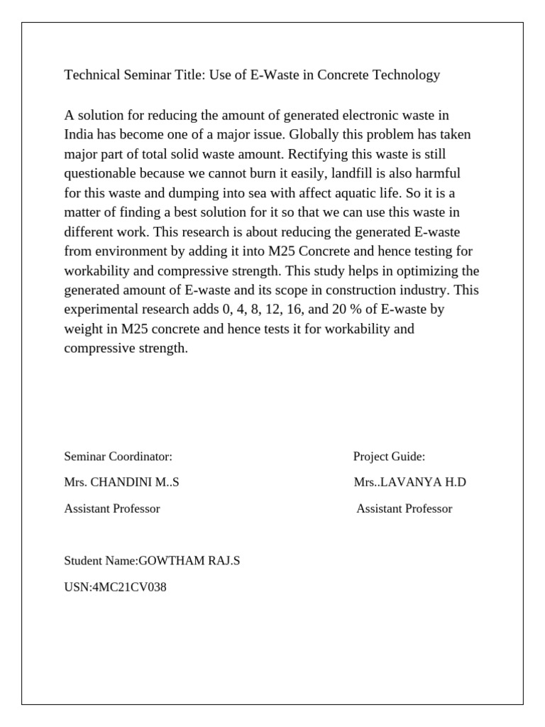 TECHINICAL SEMINAR TITLE SHEET 5 (2) (1) (1) | PDF | Electronic Waste ...