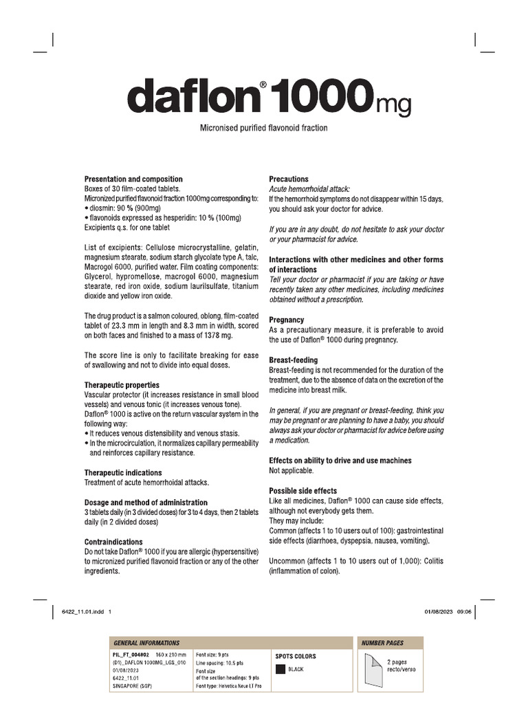 Daflon 1000mg Tab PIL | PDF