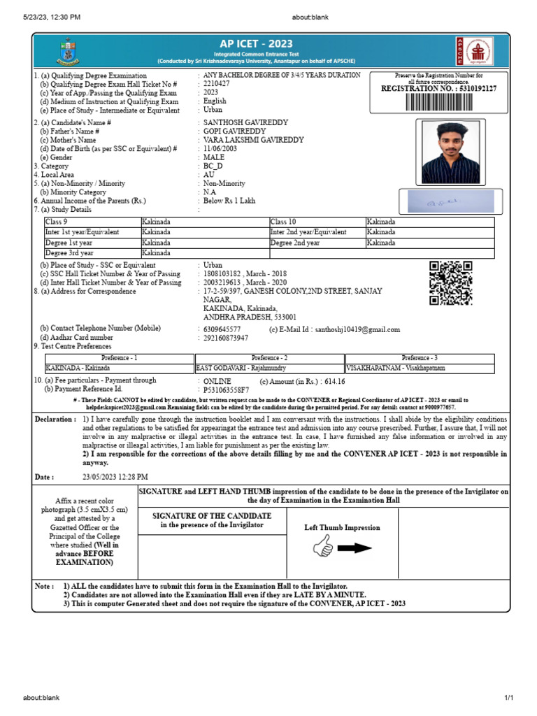 ICET Application form | PDF