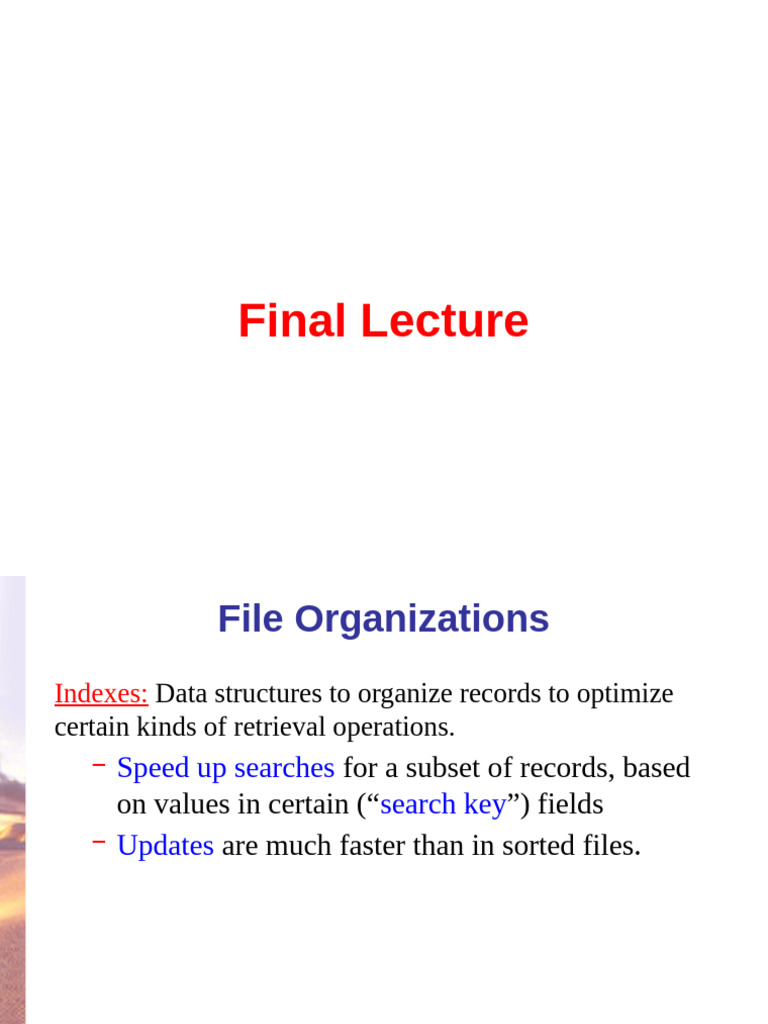 12 Final Lecture | PDF | Database Index | Database Transaction