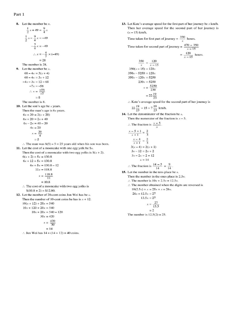 Linear Equation ANSWER | PDF