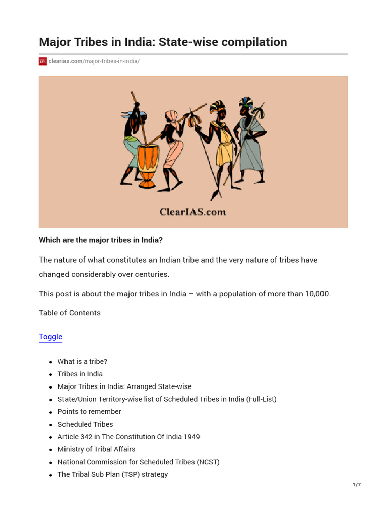 Major Tribes in India - State-Wise Compilation | PDF | Social Groups Of ...