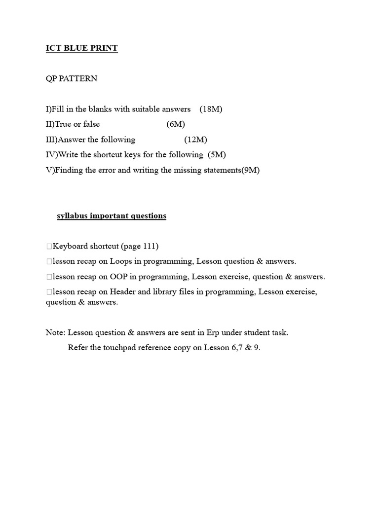 ICT Blueprint: Exam Pattern & Key Topics | PDF